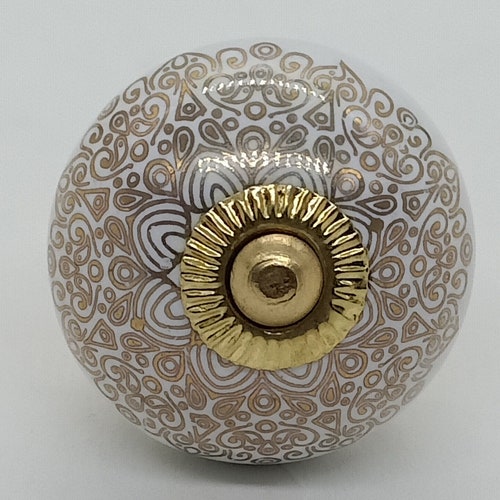 Premium Quality White and Golden Round Shape Ceramic Knobs for - Etsy