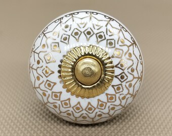 Premium Quality White and Golden Round Shape Ceramic Knobs for | Etsy