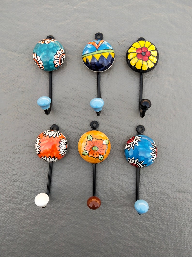 Gifting Purpose Hand Painted Ceramic Assorted Wall Hooks for - Etsy