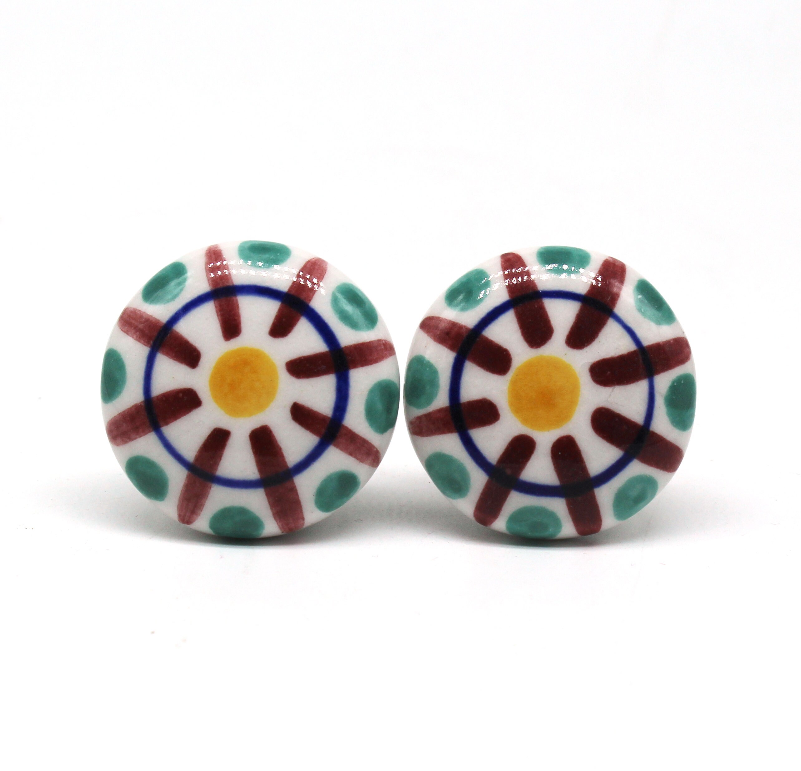 Flat Round Shape Hand Painted Ceramic Knob Hand Painted - Etsy