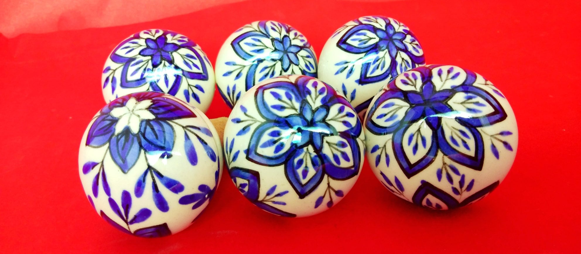 Ceramic Hand Painted Round Shape Combination of Floral White | Etsy