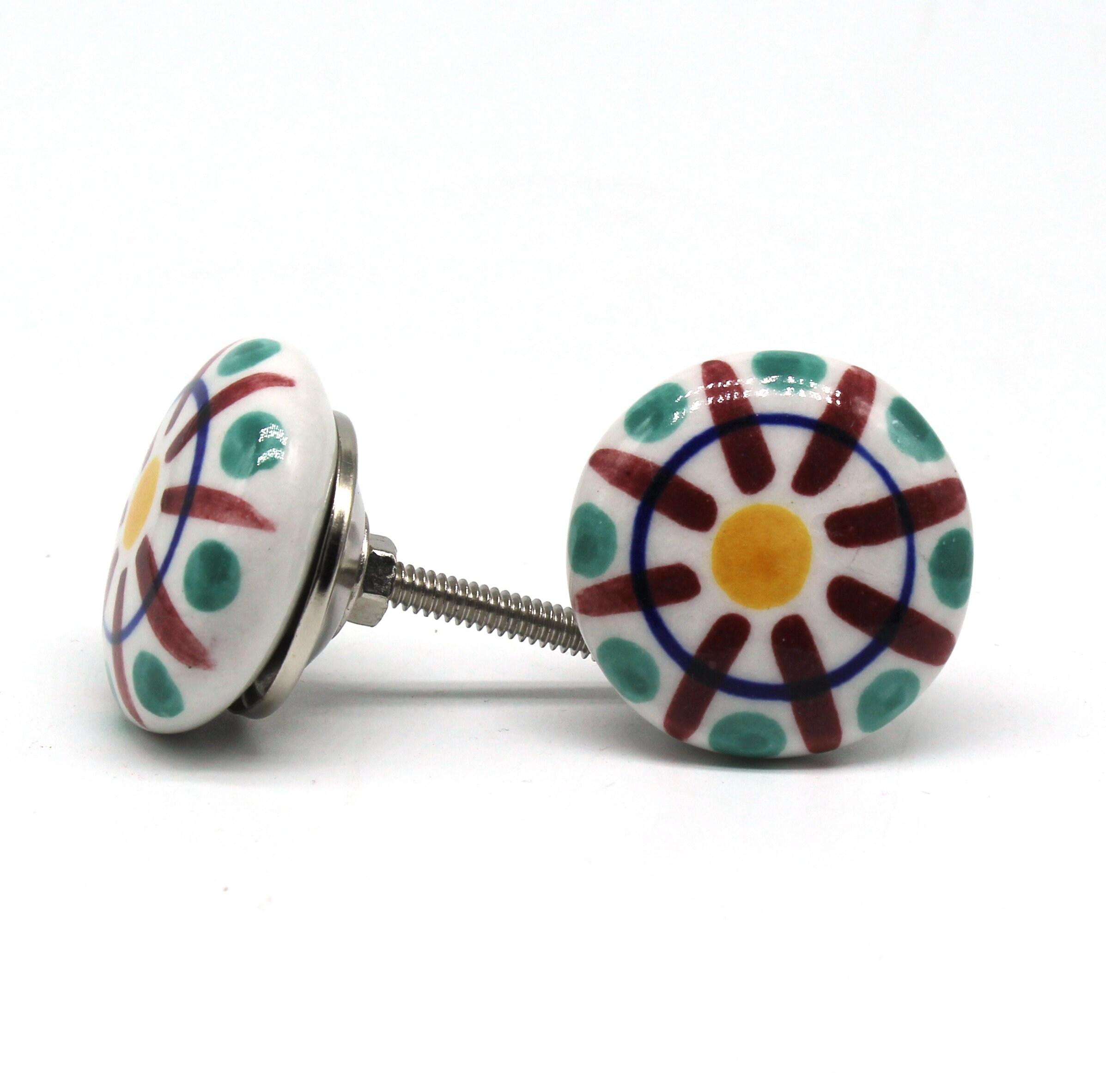 Flat Round Shape Hand Painted Ceramic Knob Hand Painted - Etsy