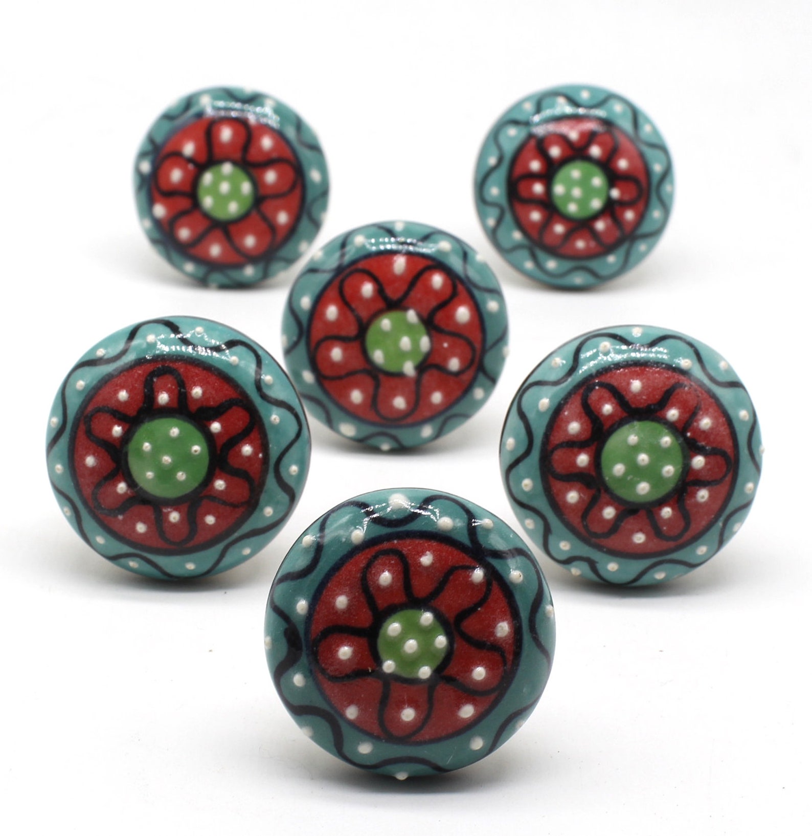 Brilliantly Hand Painted Ceramic Knobs / Ceramic Drawer Pulls / Cabinet ...
