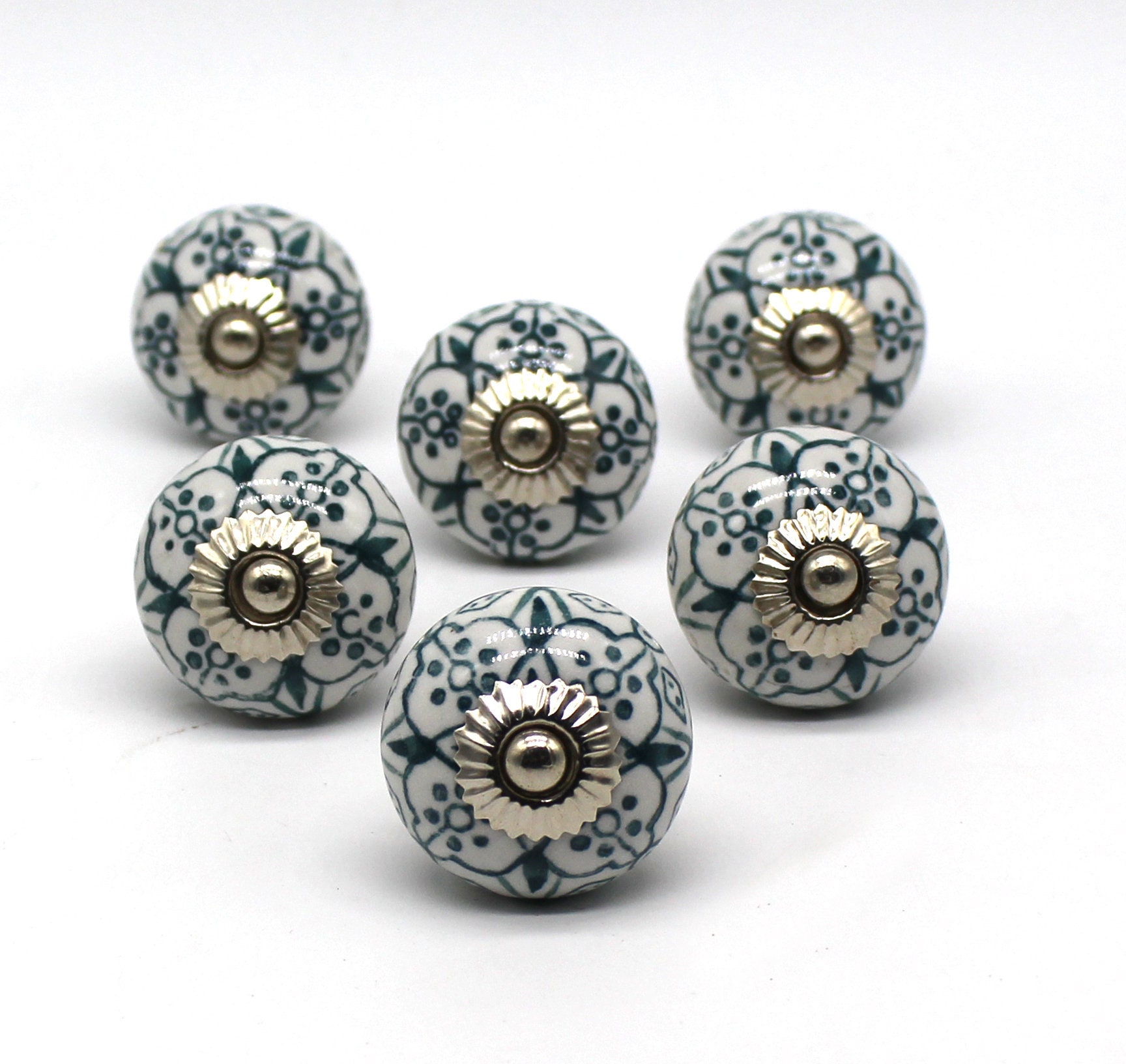 Round Ceramic Hand Painted Knobs, Drawer Pulls, Cabinet Knobs, Kitchen ...