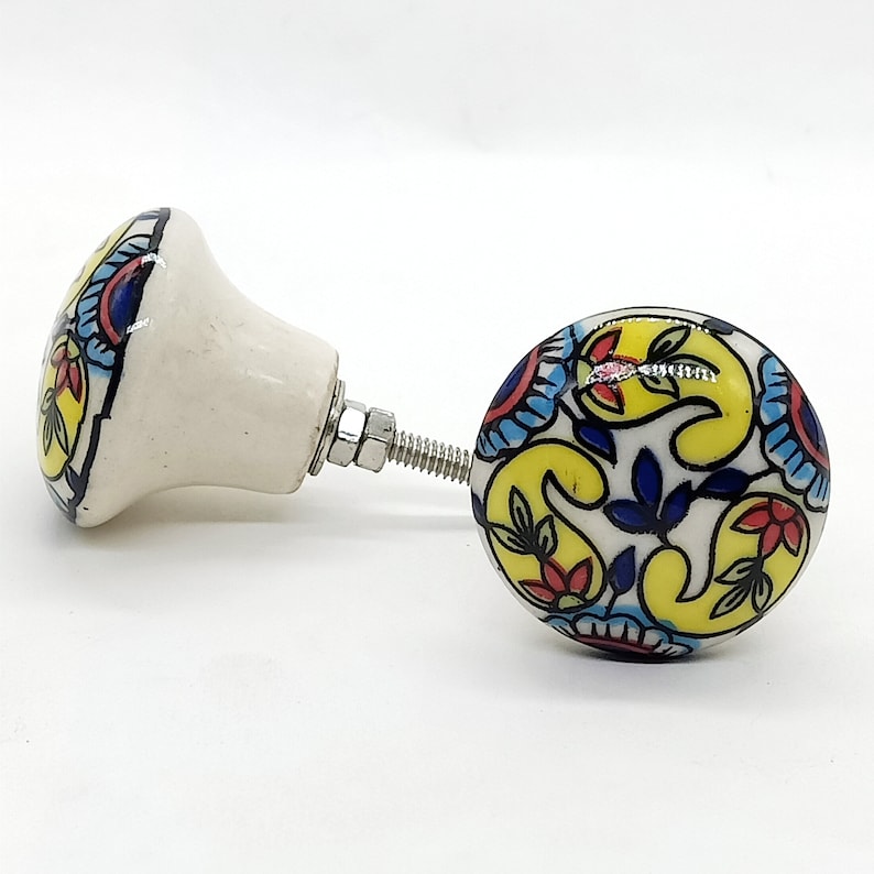 Multi Color Flat Head Round Shape Ceramic Drawer Pulls/ | Etsy