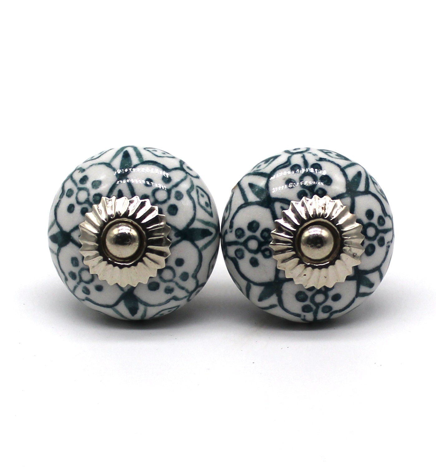Round Ceramic Hand Painted Knobs, Drawer Pulls, Cabinet Knobs, Kitchen ...