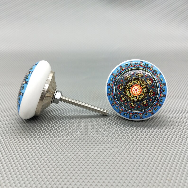 Premium Quality Multi Color on White Base Flat Head Round - Etsy