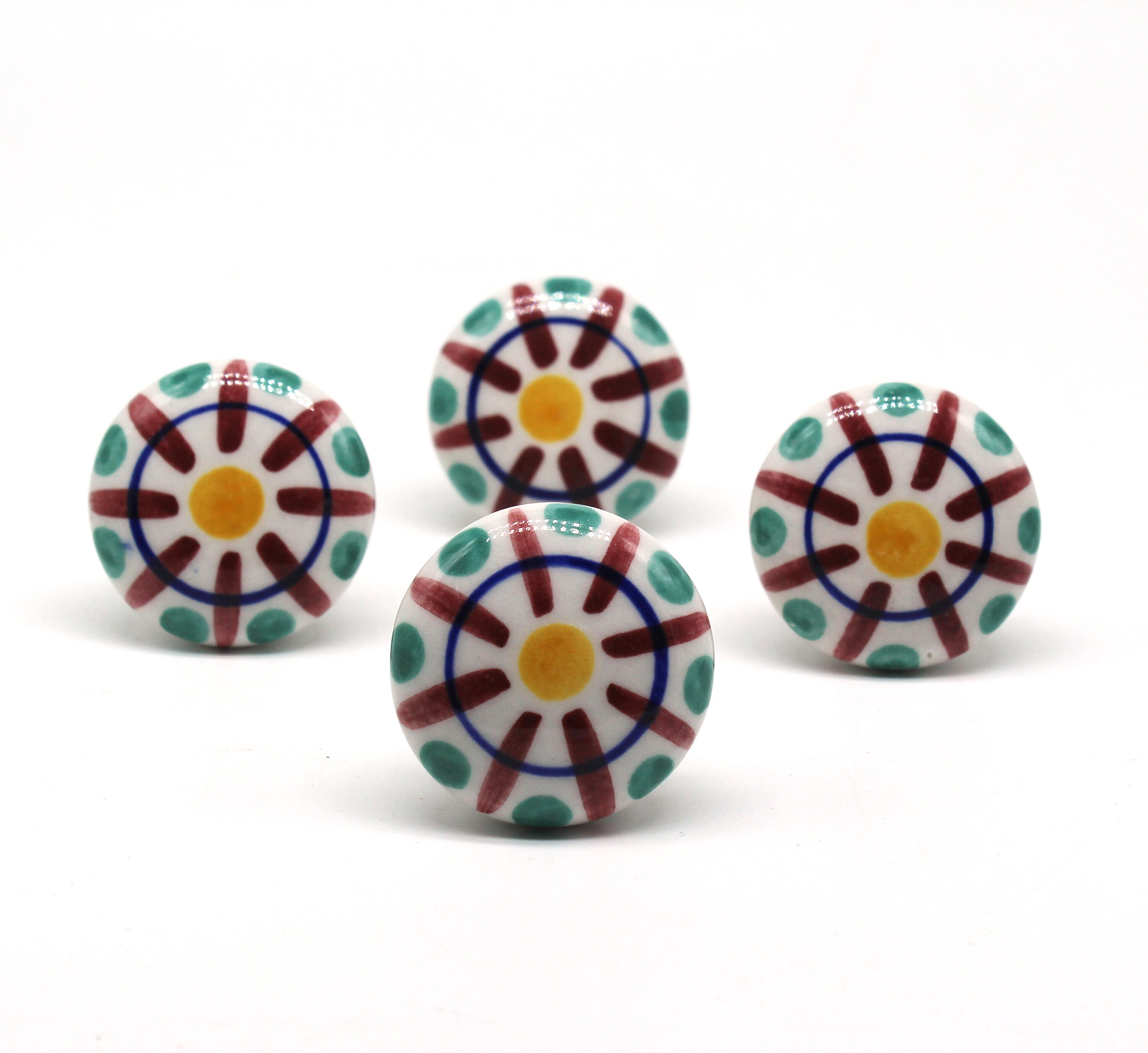 Flat Round shape Hand painted ceramic knob Hand painted | Etsy