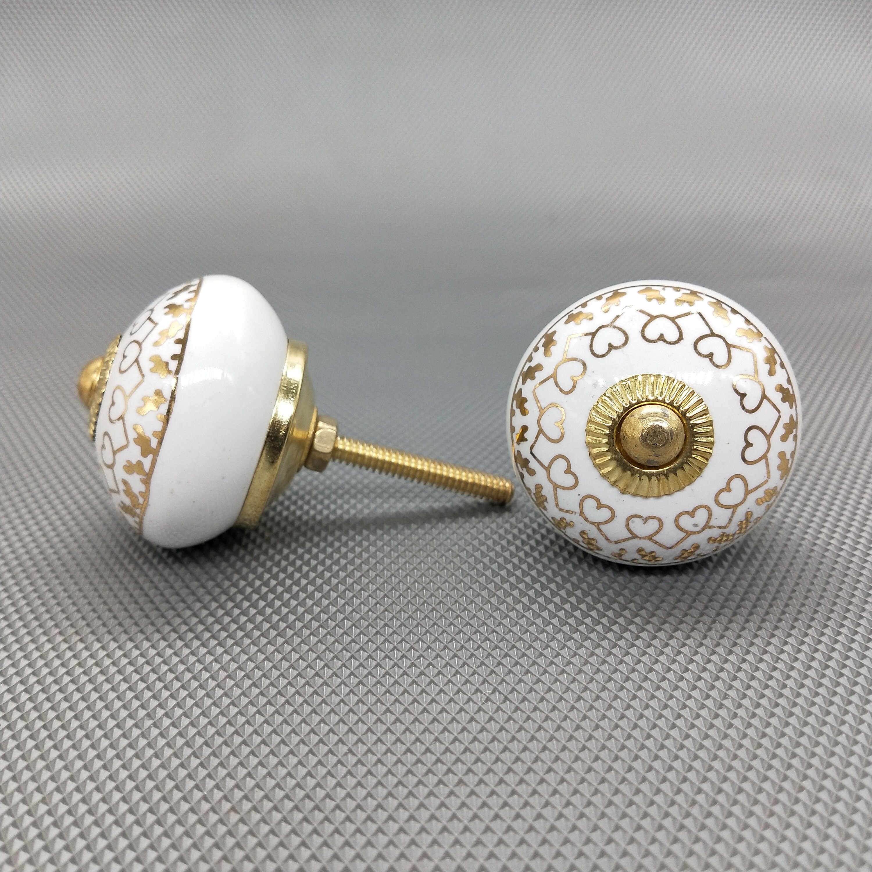 Premium Quality White and Golden Round Shape Ceramic Knobs for - Etsy UK