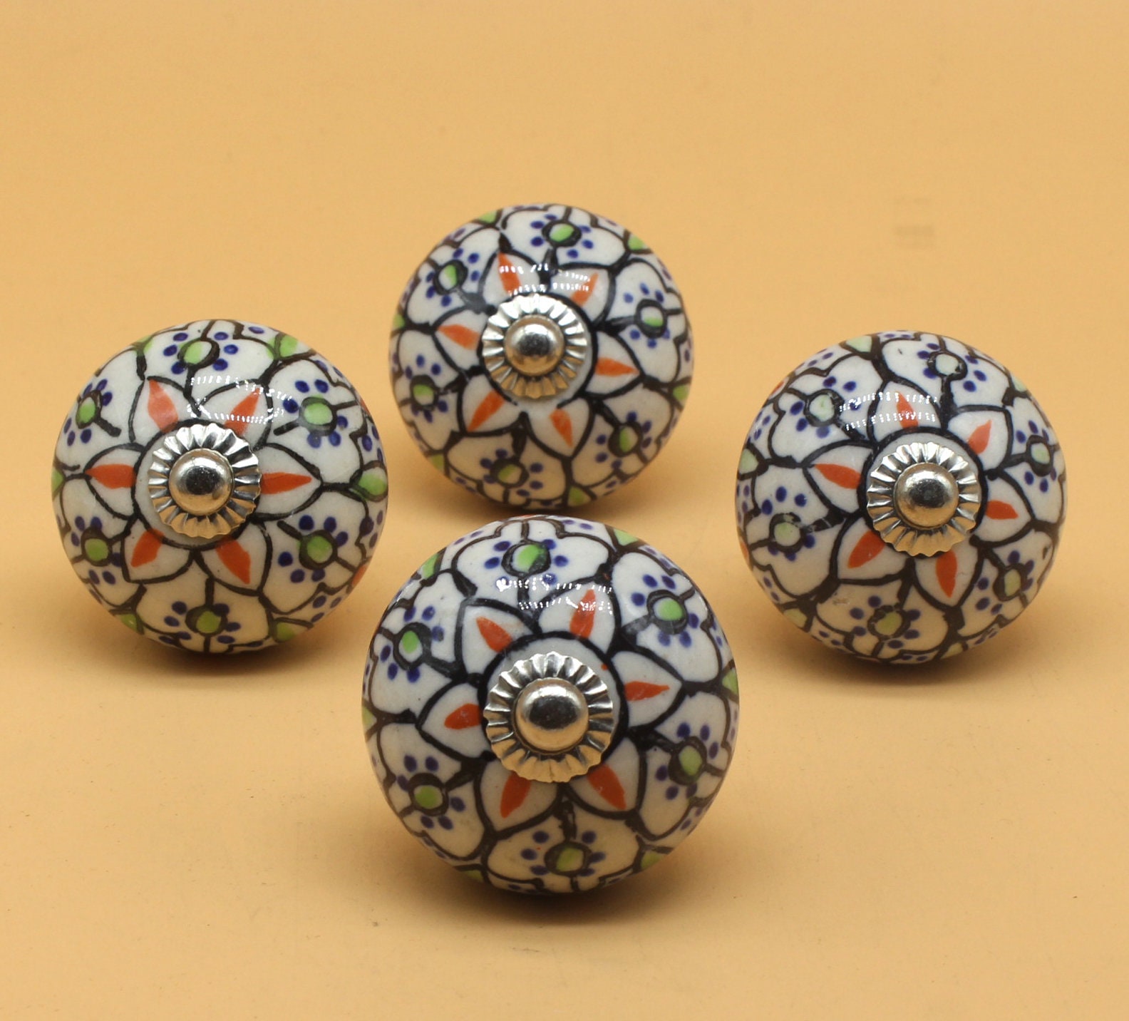 Brilliantly Hand Painted Ceramic Knobs / Ceramic Drawer Pulls / Cabinet ...