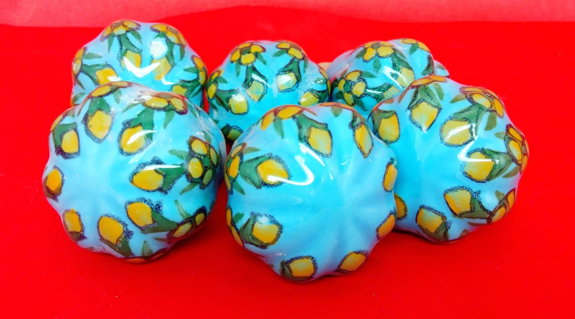 Ceramic Hand Painted Round Shape Combination of Floral Sky | Etsy