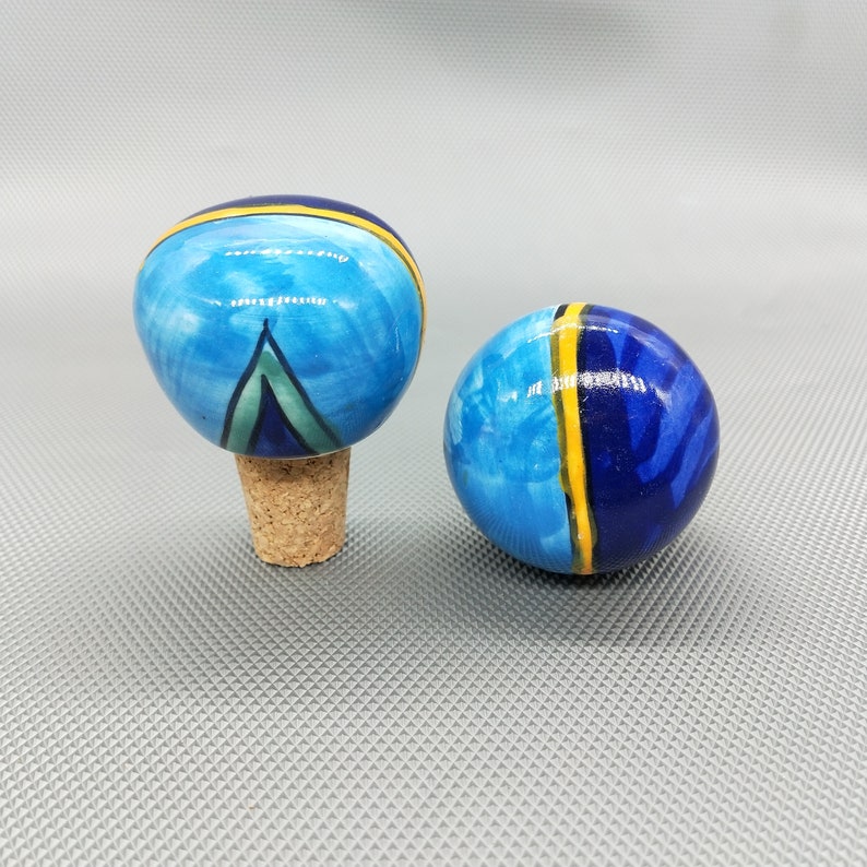 Ceramic Hand Painted Round Shape Combination of Blue and - Etsy