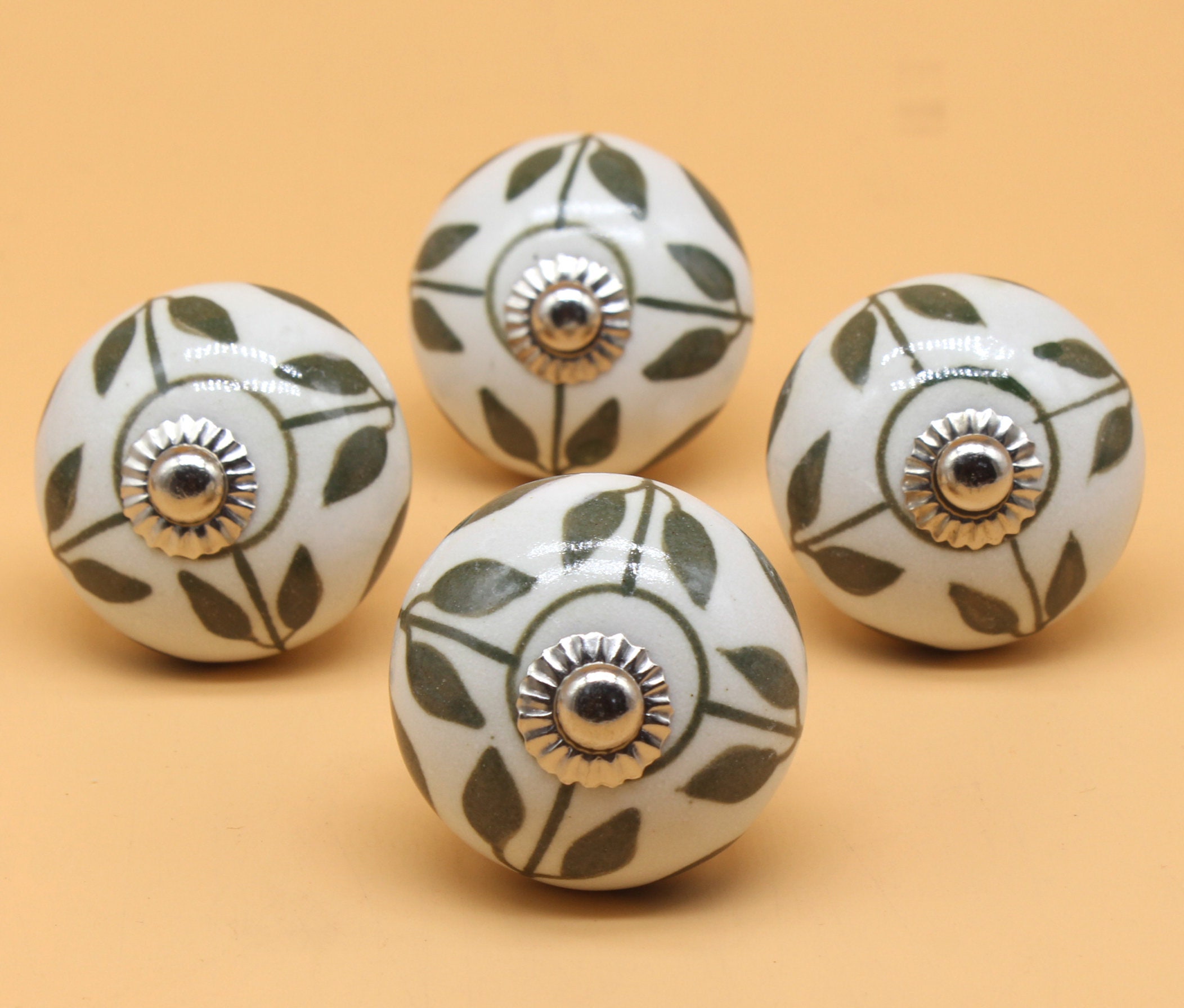 Brilliantly Hand Painted Ceramic Knobs / Ceramic Drawer Pulls / Cabinet ...