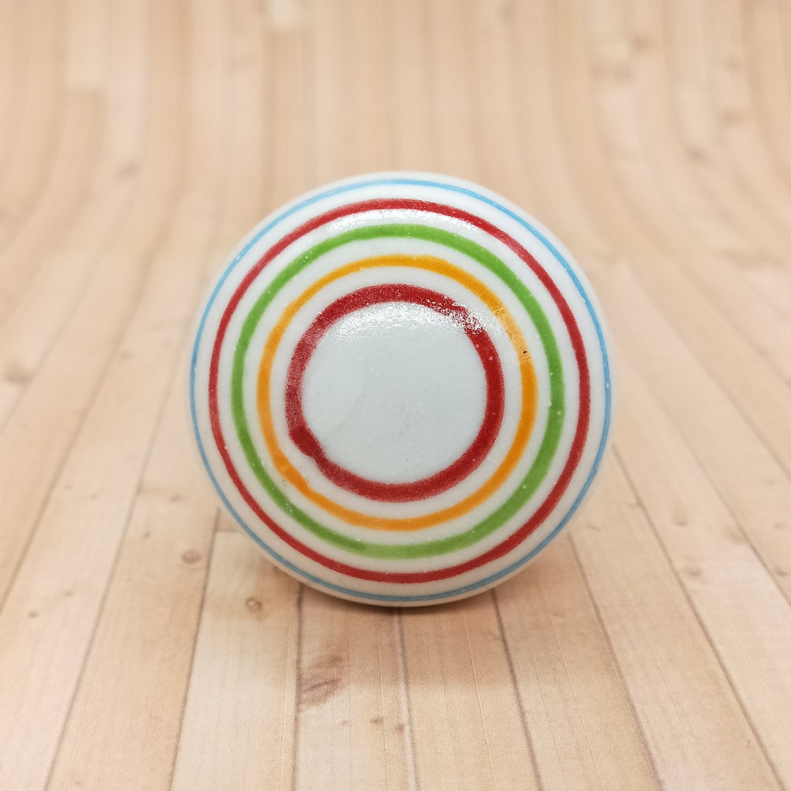 Round Shape White and Rainbow Design Hand Painted Ceramic | Etsy
