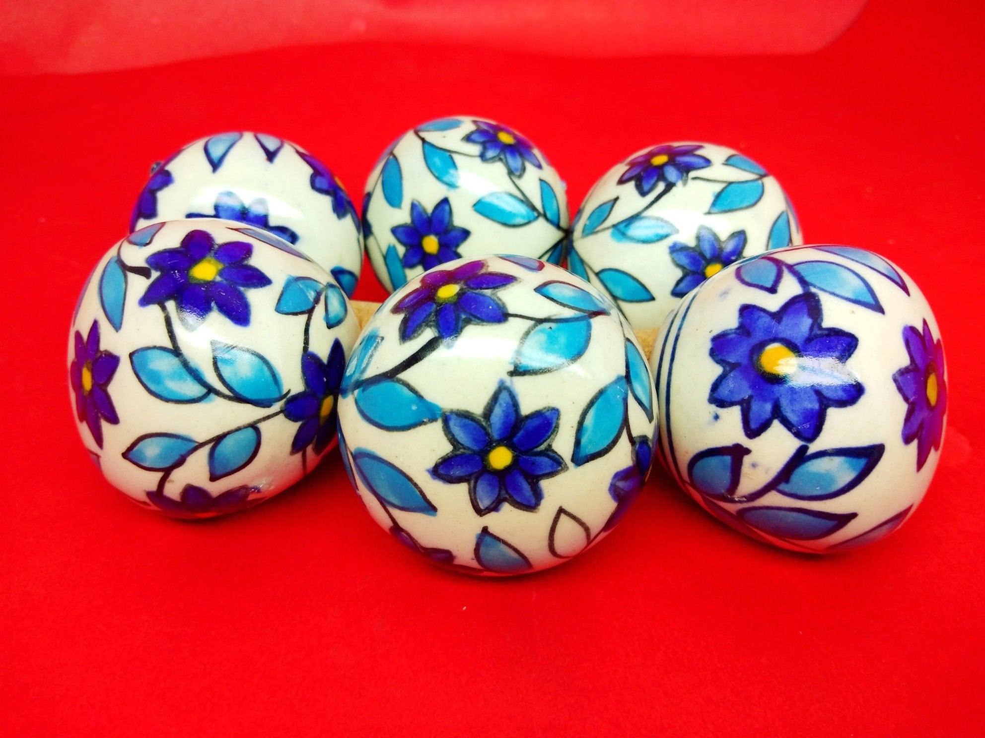 Ceramic Hand Painted Round Shape Combination of Floral White | Etsy