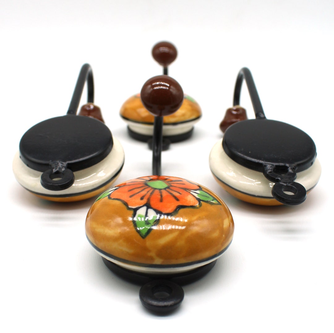 Floral Designed Ceramic Hook Handpainted Hooks Bathroom Hooks ...
