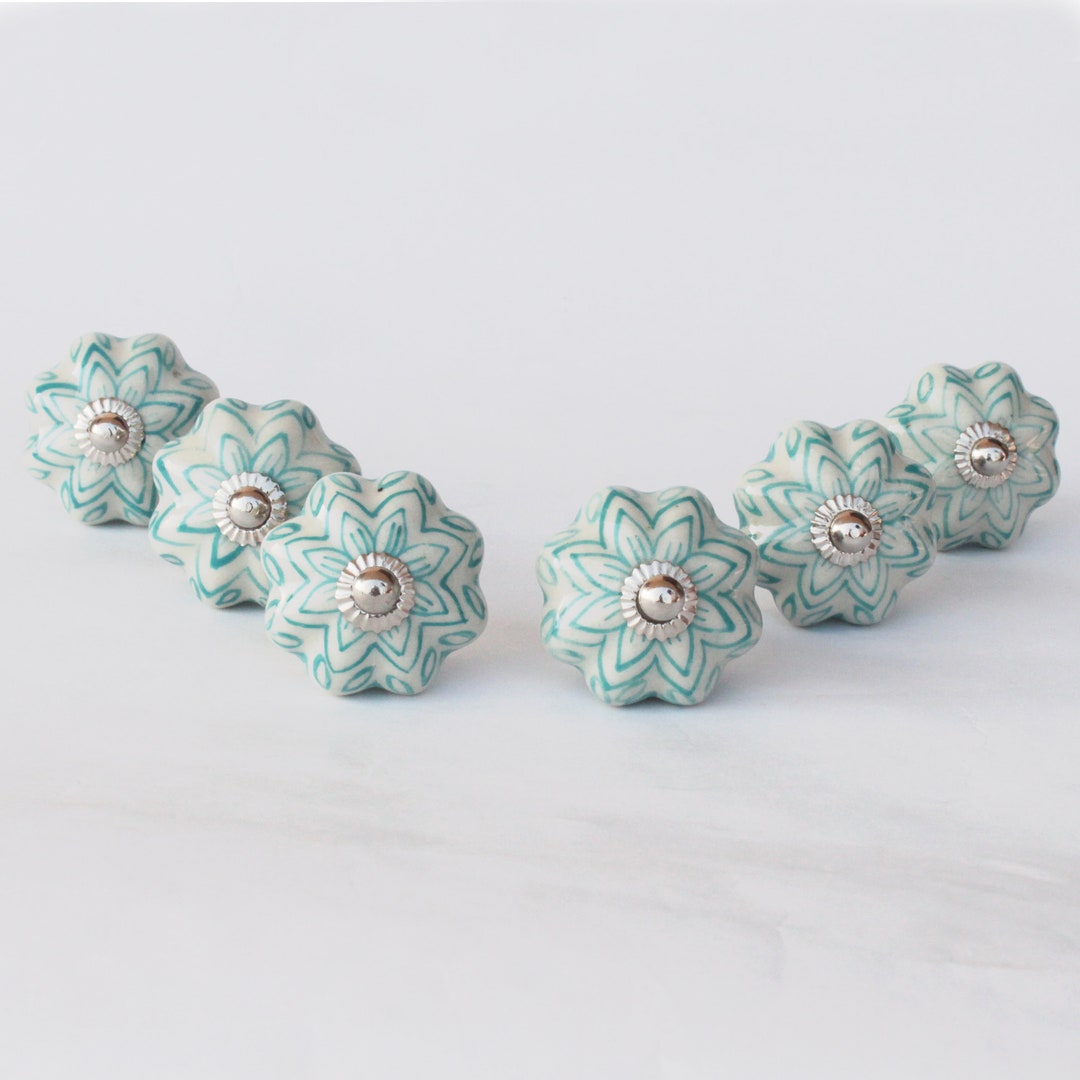 Large Flower Shape Ceramic Knob, Large Flower Artistic Cabinet Knob and ...