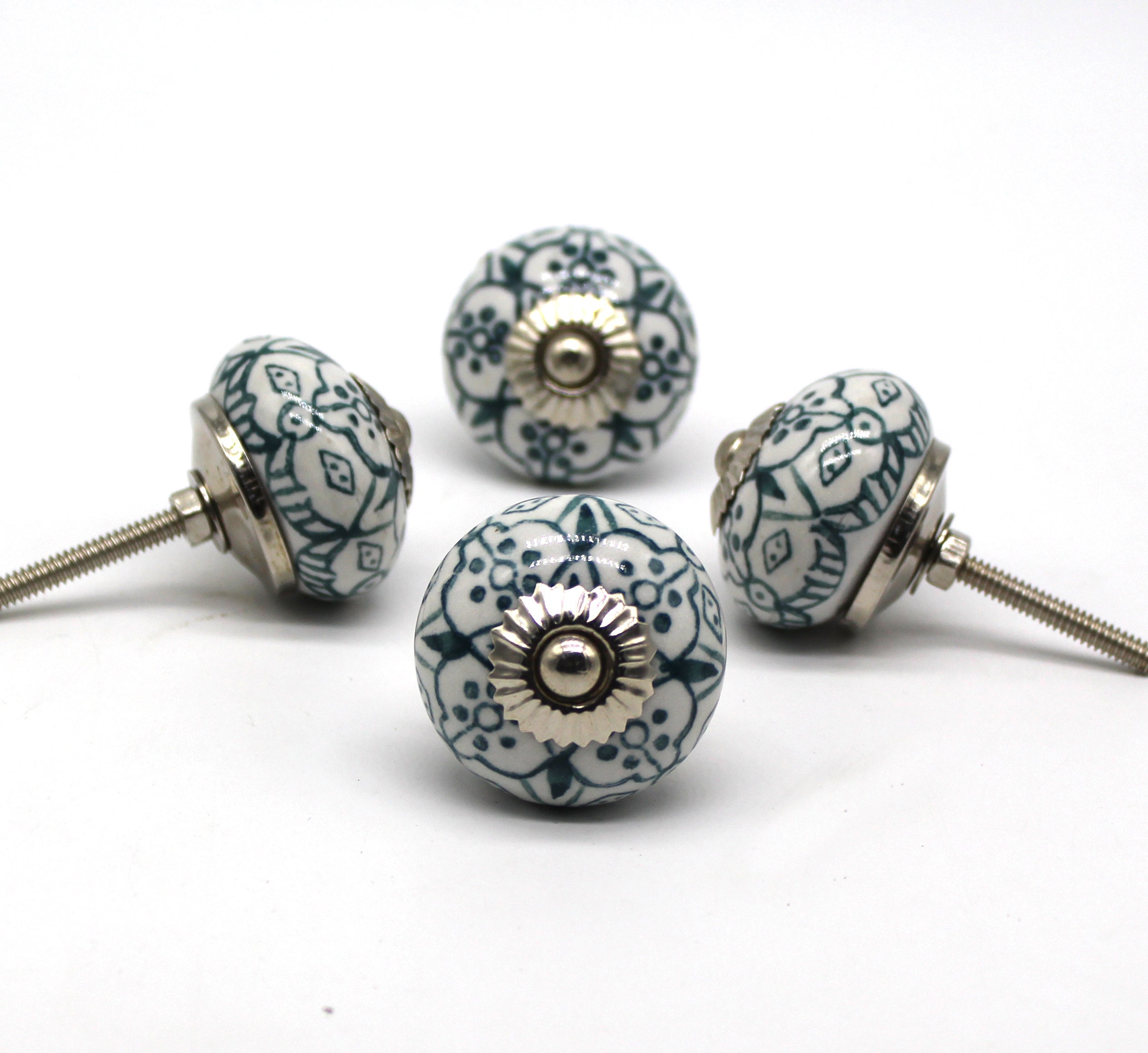 Round Ceramic Hand Painted Knobs, Drawer Pulls, Cabinet Knobs, Kitchen ...