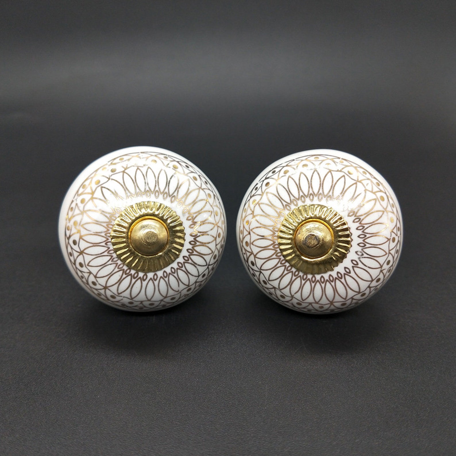 Premium Quality White and Golden Round Shape Ceramic Knobs for - Etsy