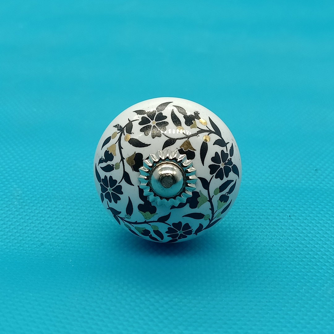 Premium Quality Black and Golden Round Shape Ceramic Knobs for ...