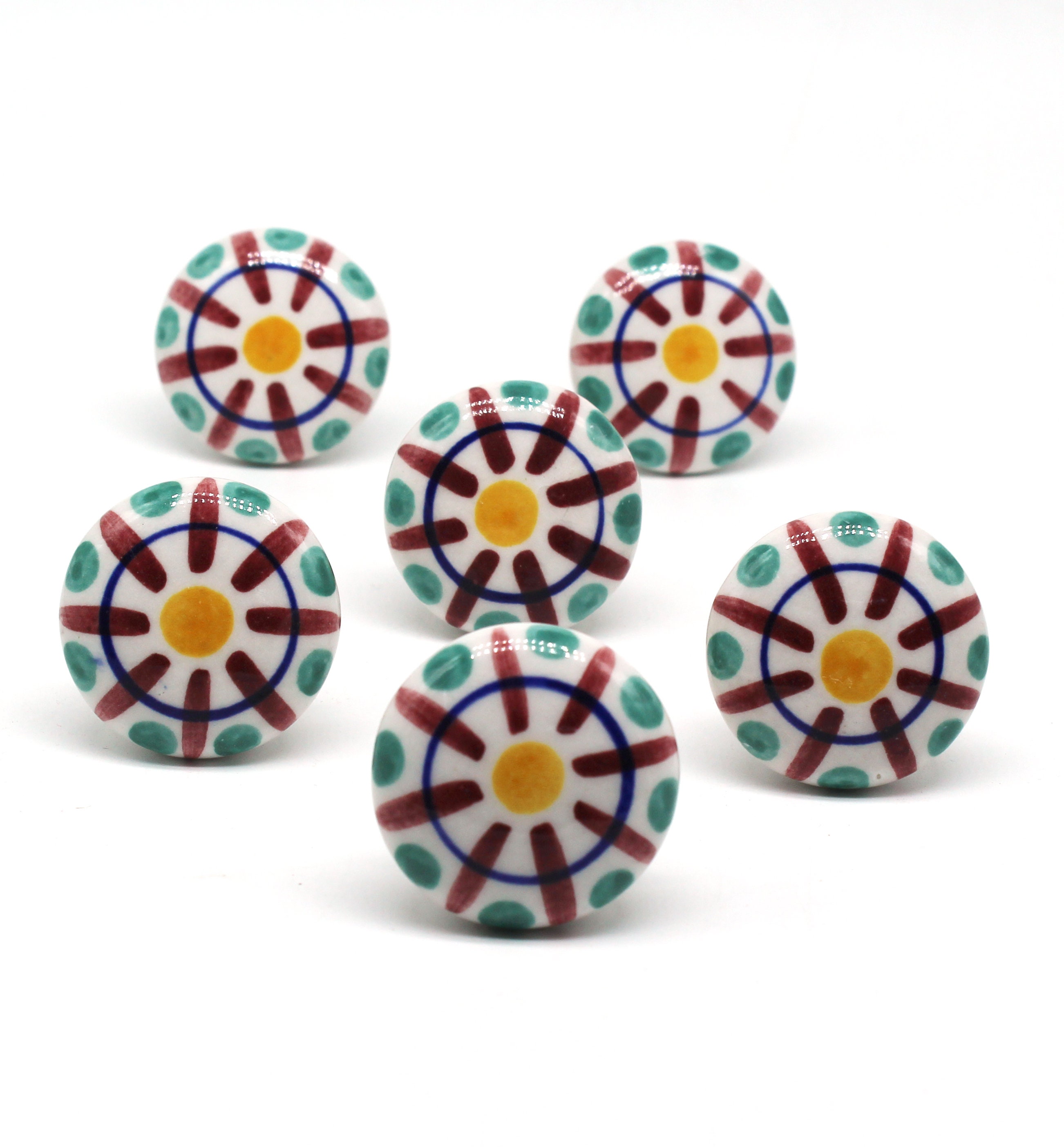 Flat Round shape Hand painted ceramic knob Hand painted | Etsy