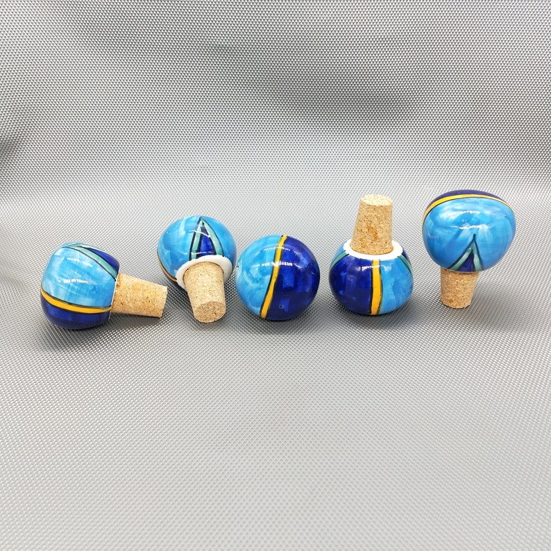 Ceramic Hand Painted Round Shape Combination of Blue and - Etsy