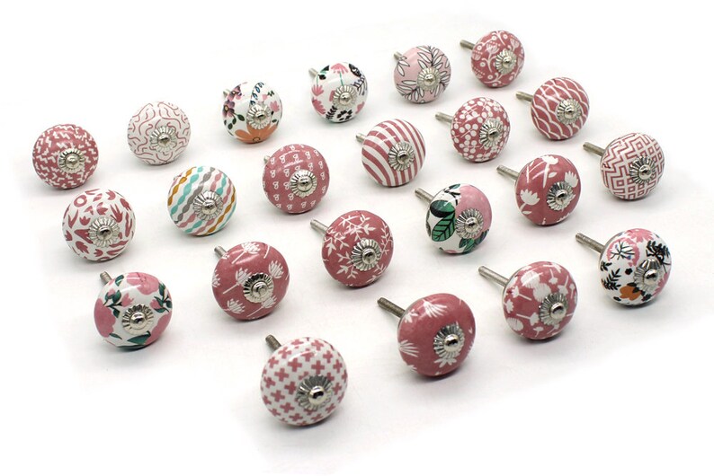 Knob King Designed Assorted Multi Color Round Shape Floral - Etsy