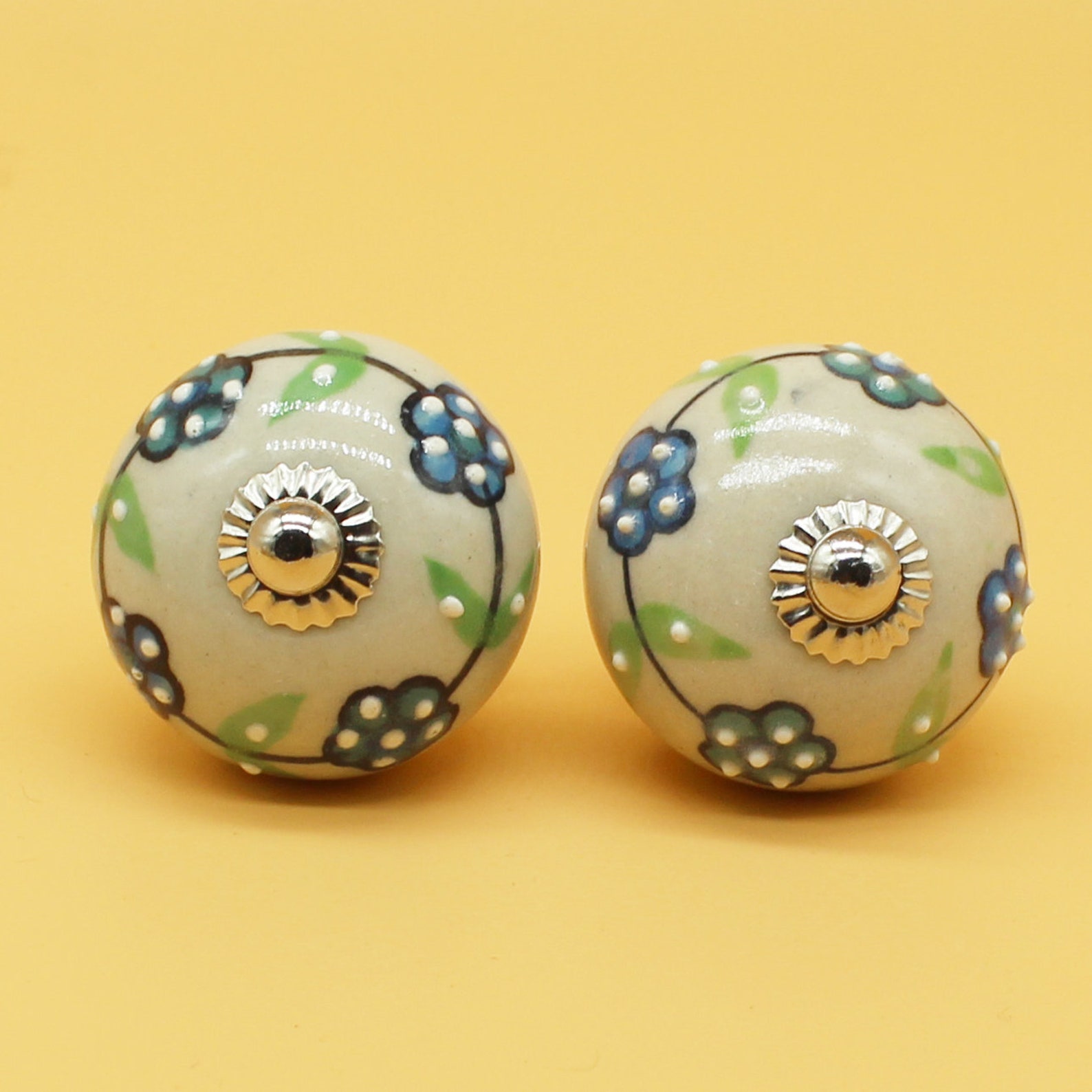 Large Round Shape Crater Knob Large Printed Cream Artistic - Etsy