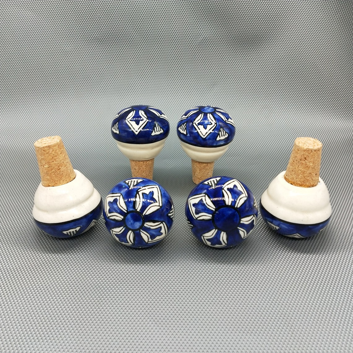 Ceramic Hand Painted Round Shape Combination of Floral Blue | Etsy