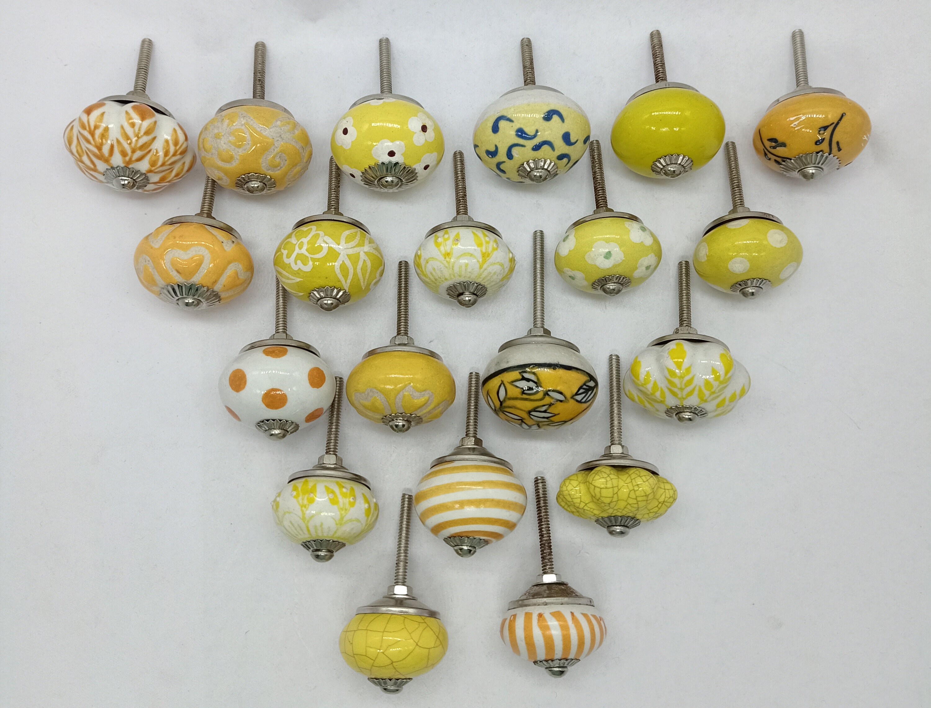 Assorted Mixed Shape Crater Knob, Yellow and White Artistic Cabinet ...