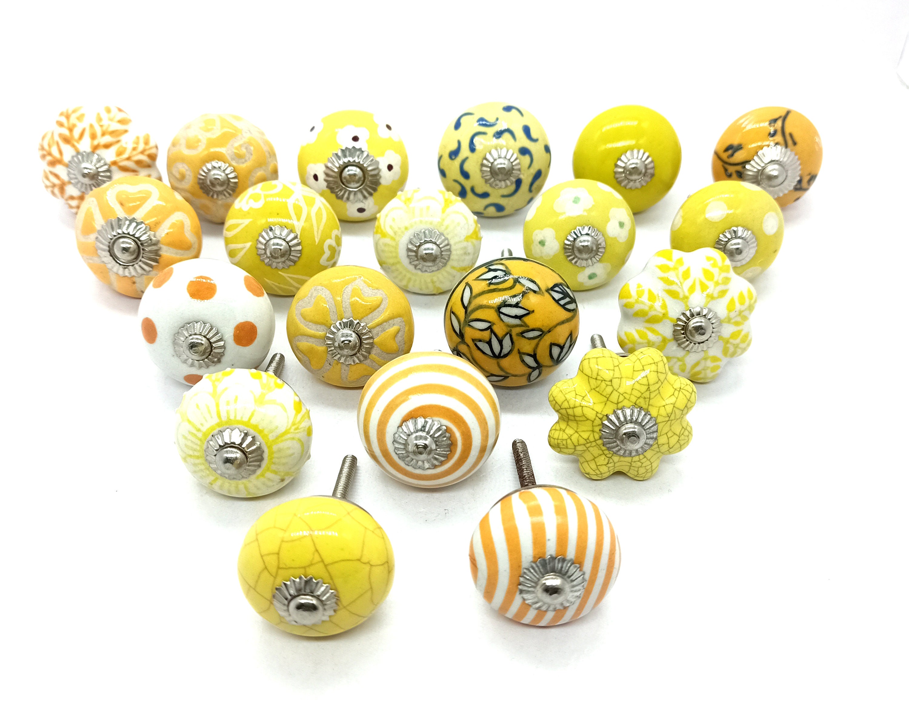 Assorted Mixed Shape Crater Knob, Yellow and White Artistic Cabinet ...