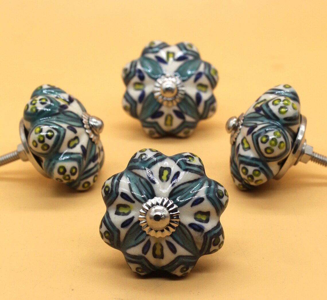 Brilliantly Hand Painted Ceramic Knobs / Ceramic Drawer Pulls - Etsy