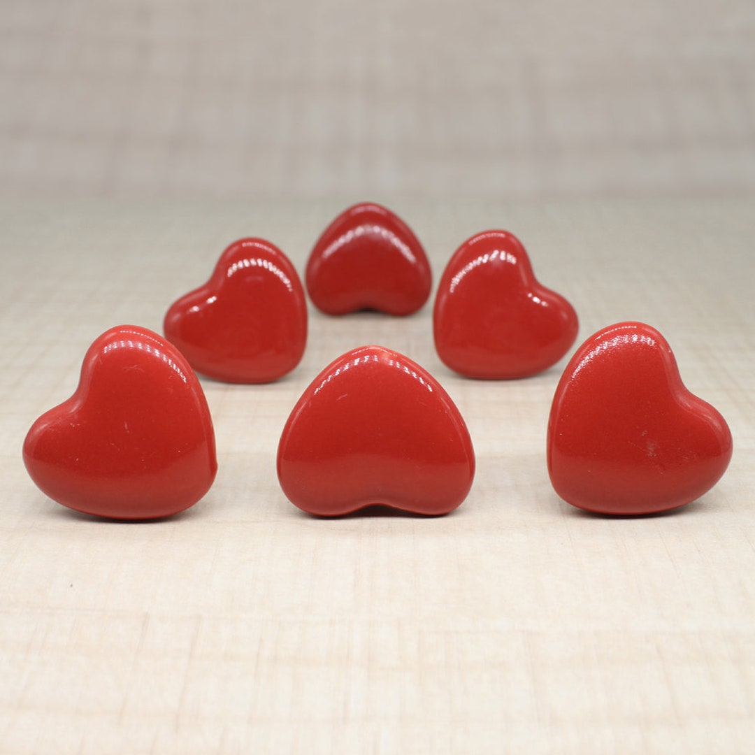 Cherry Red Heart Shape Ceramic Hand Painted Knobs /ceramic Drawer Pulls ...