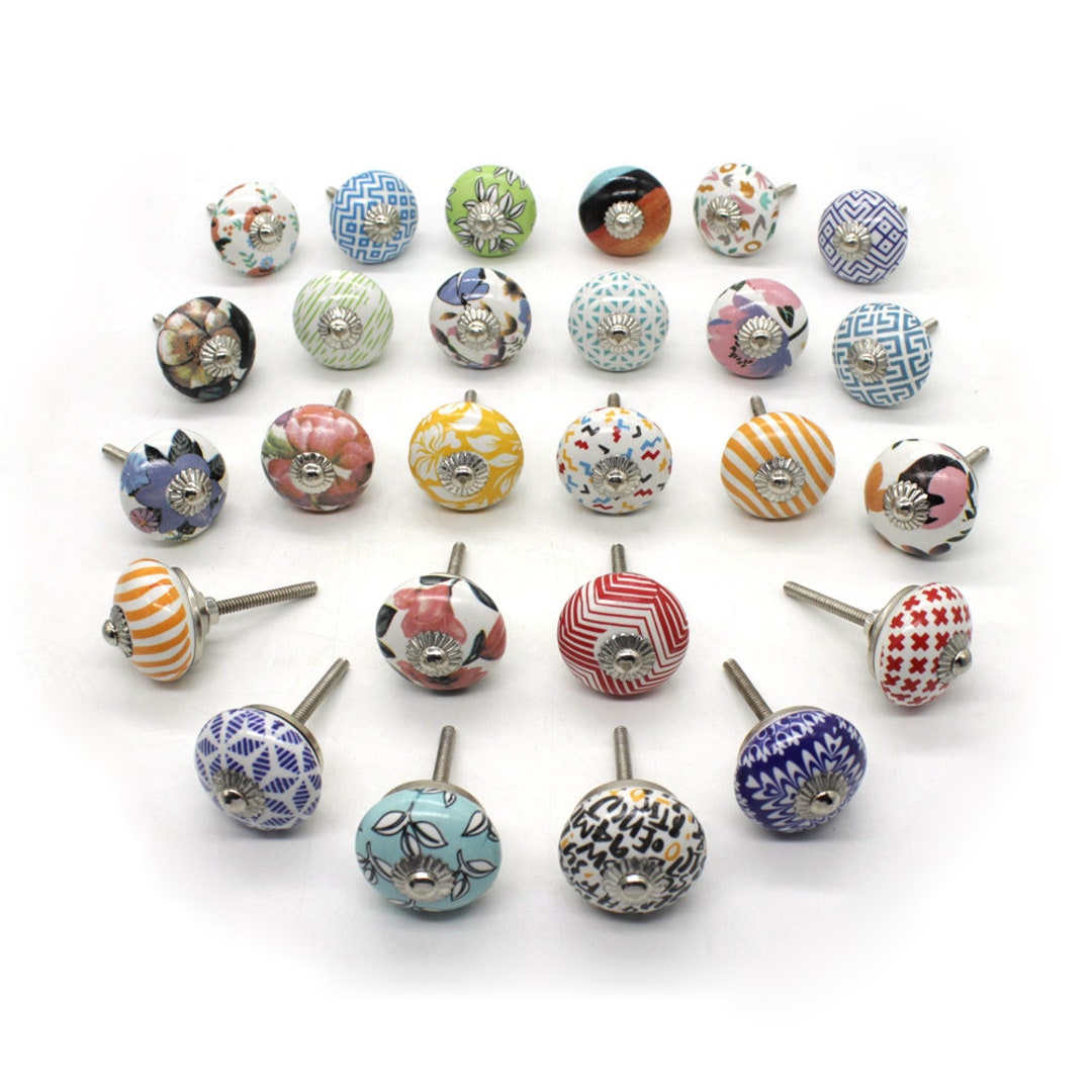 Knob King Designed Assorted Multi Color Round Shape Floral Knobs From ...