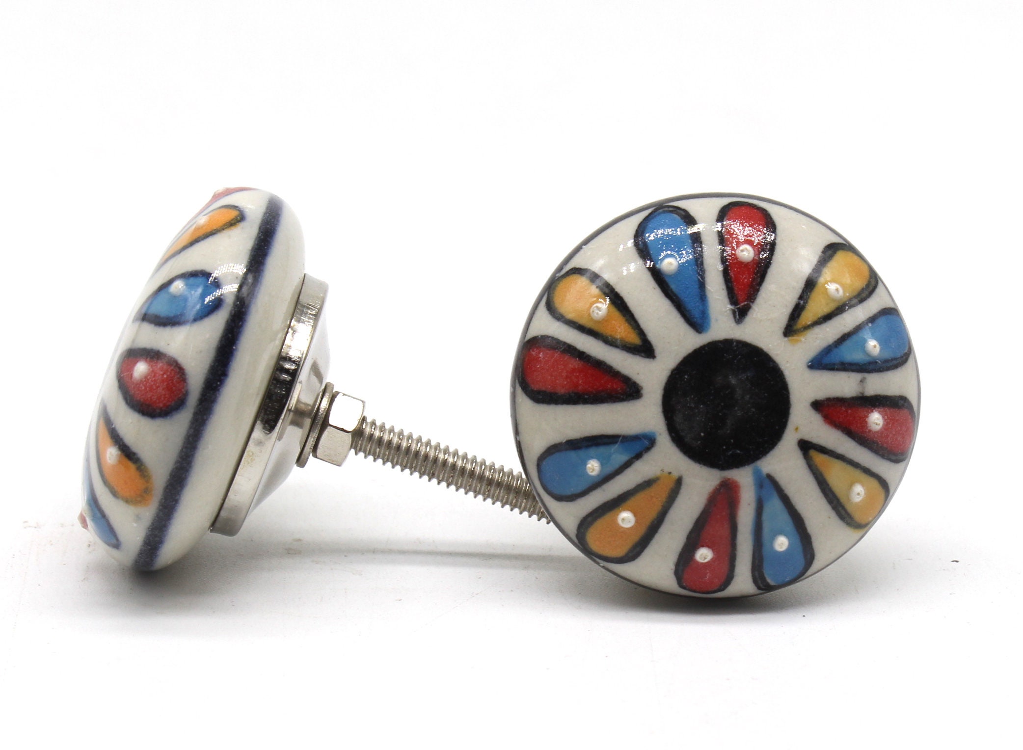 Premium Quality Rainbow Tear Drop Design Multi Color Flat Head | Etsy