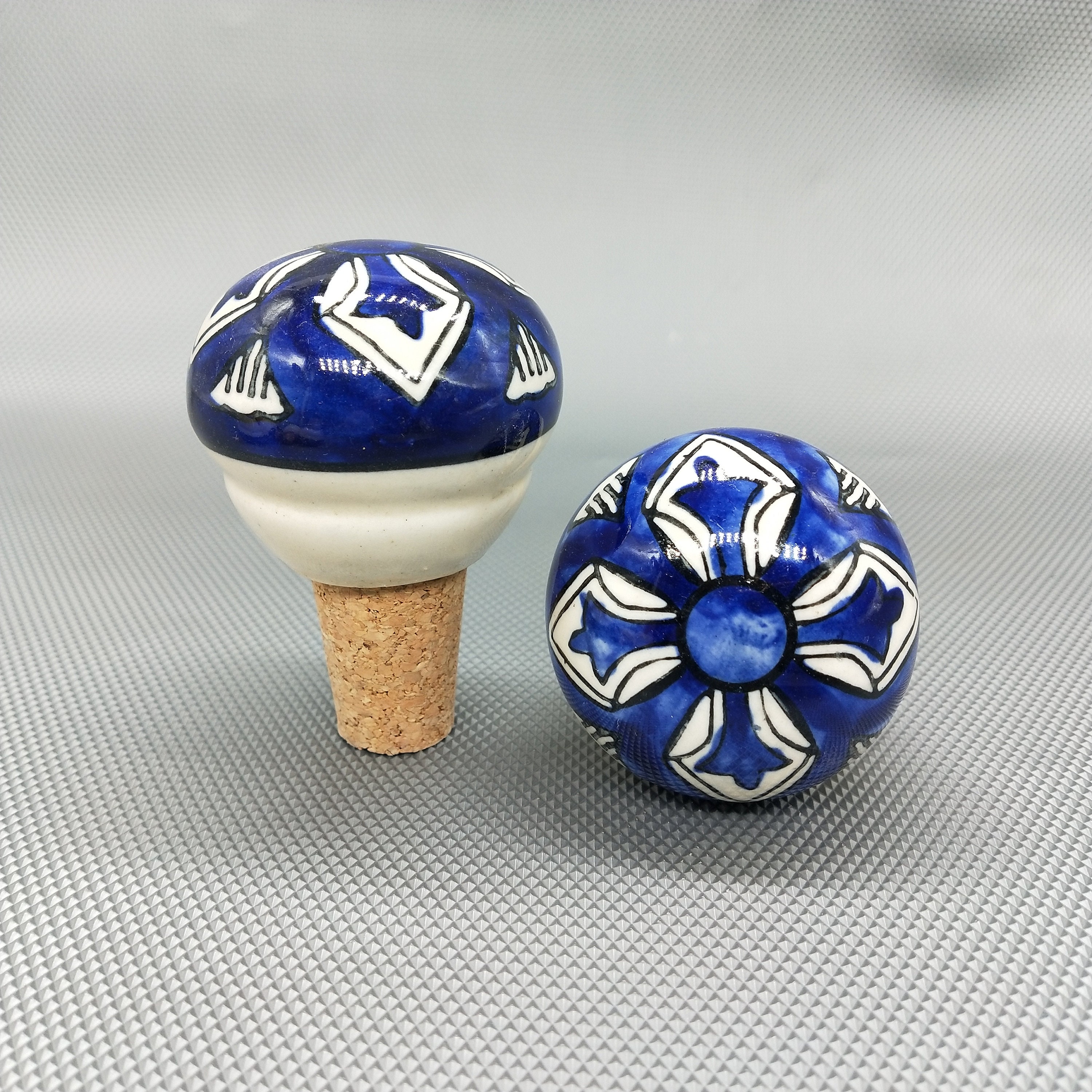 Ceramic Hand Painted Round Shape Combination of Floral Blue | Etsy