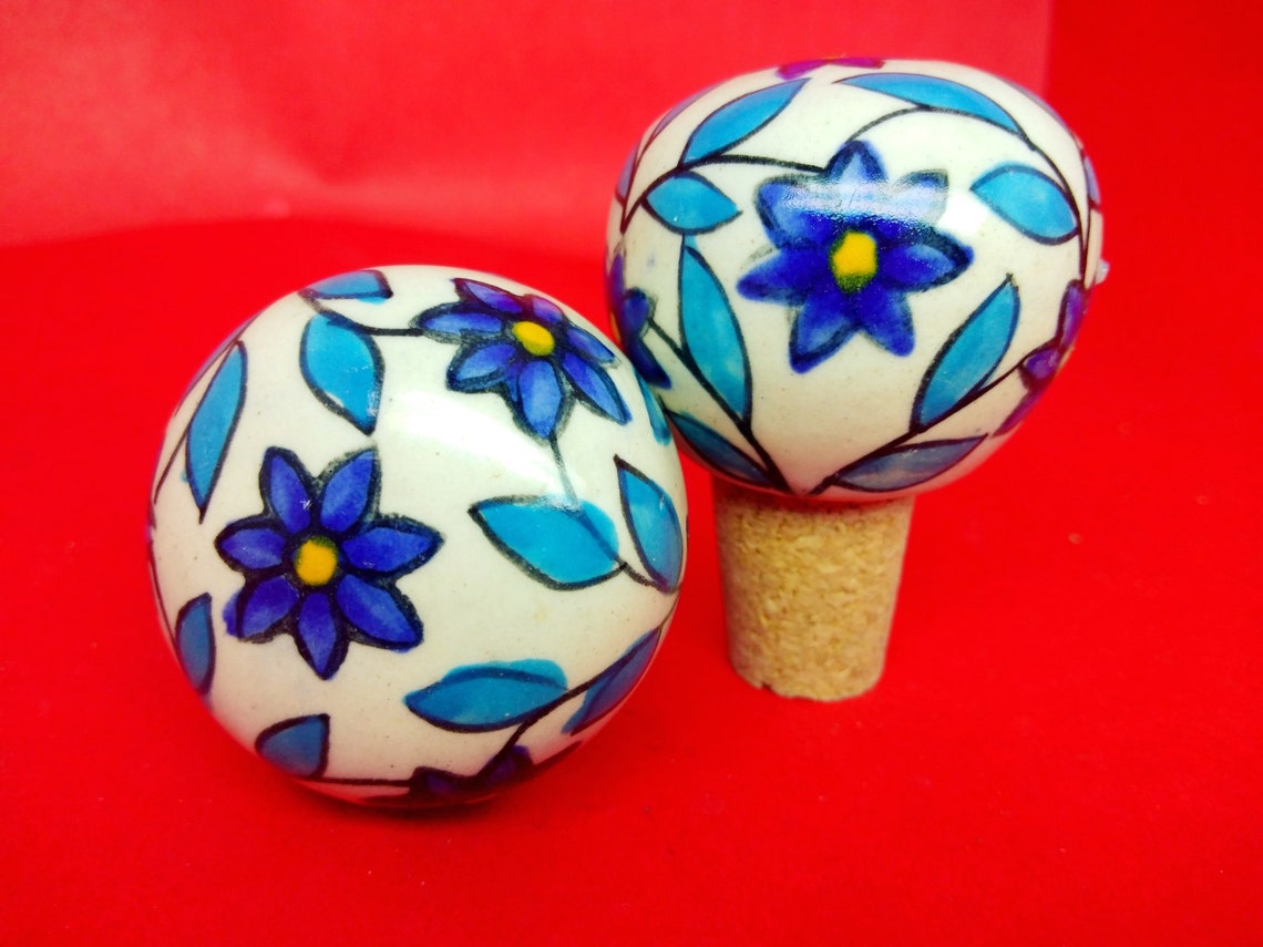 Ceramic Hand Painted Round Shape Combination of Floral White | Etsy