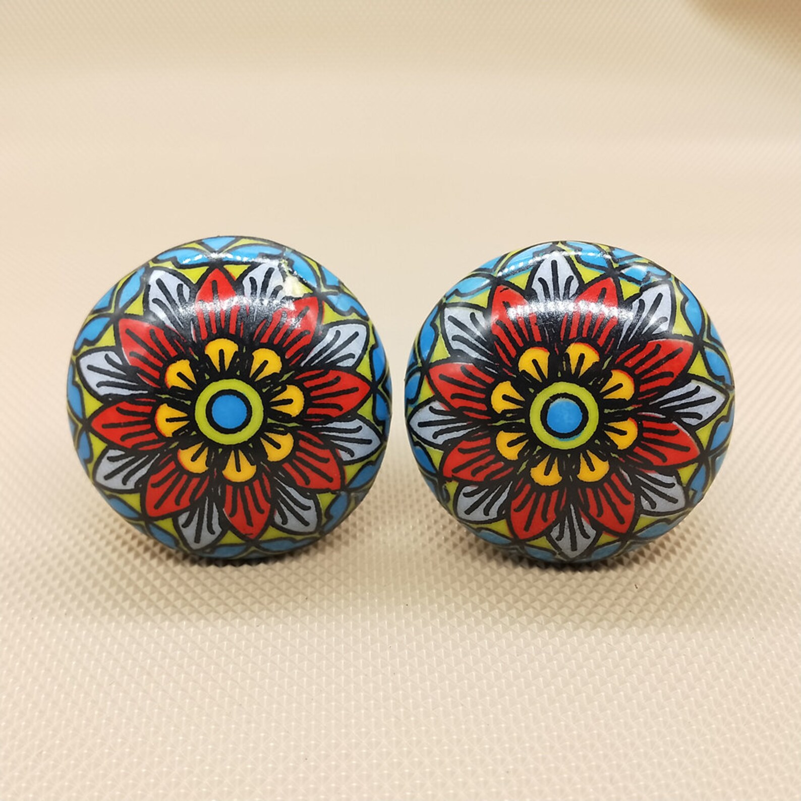 Colorful Floral Hand Painted Ceramic Knob / Unique Ceramic - Etsy