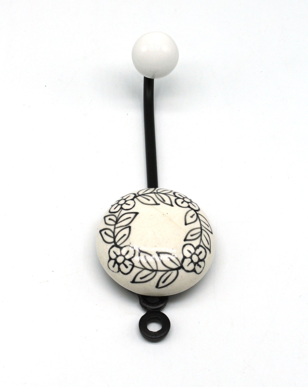 Floral Designed Ceramic Hook Handpainted Hooks Bathroom Hooks ...