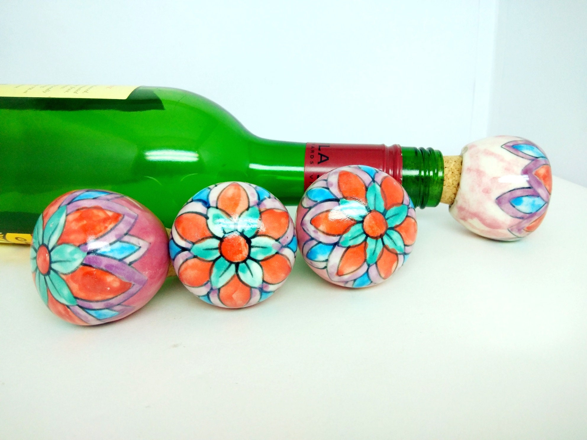 Ceramic Hand Painted Round Shape Combination of Printed | Etsy