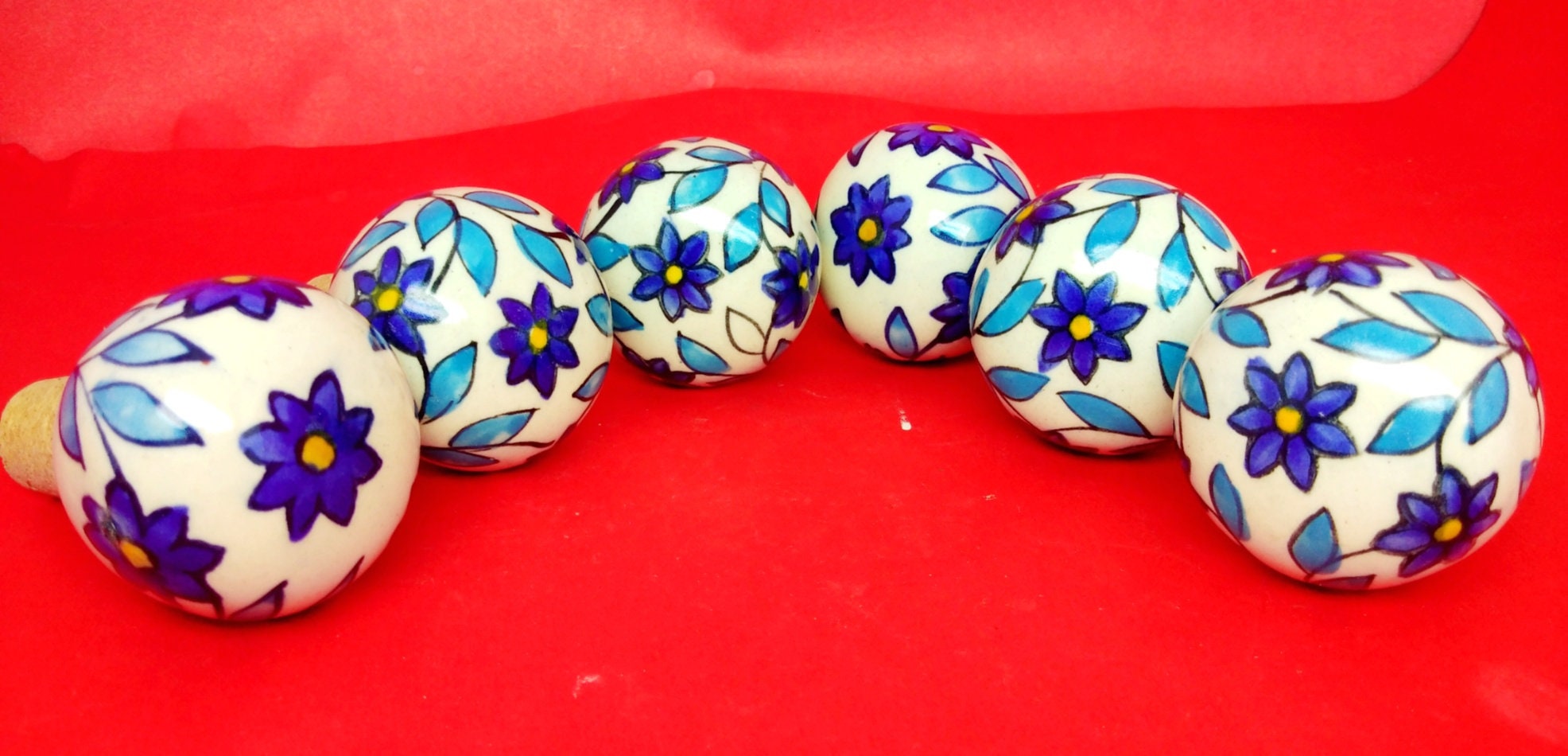 Ceramic Hand Painted Round Shape Combination of Floral White | Etsy