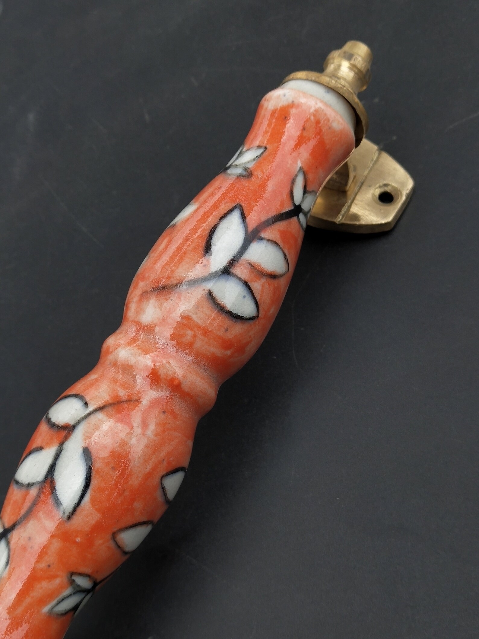 Set of 2 Ceramic Cabinet Handles with Brass Accessories 7 | Etsy