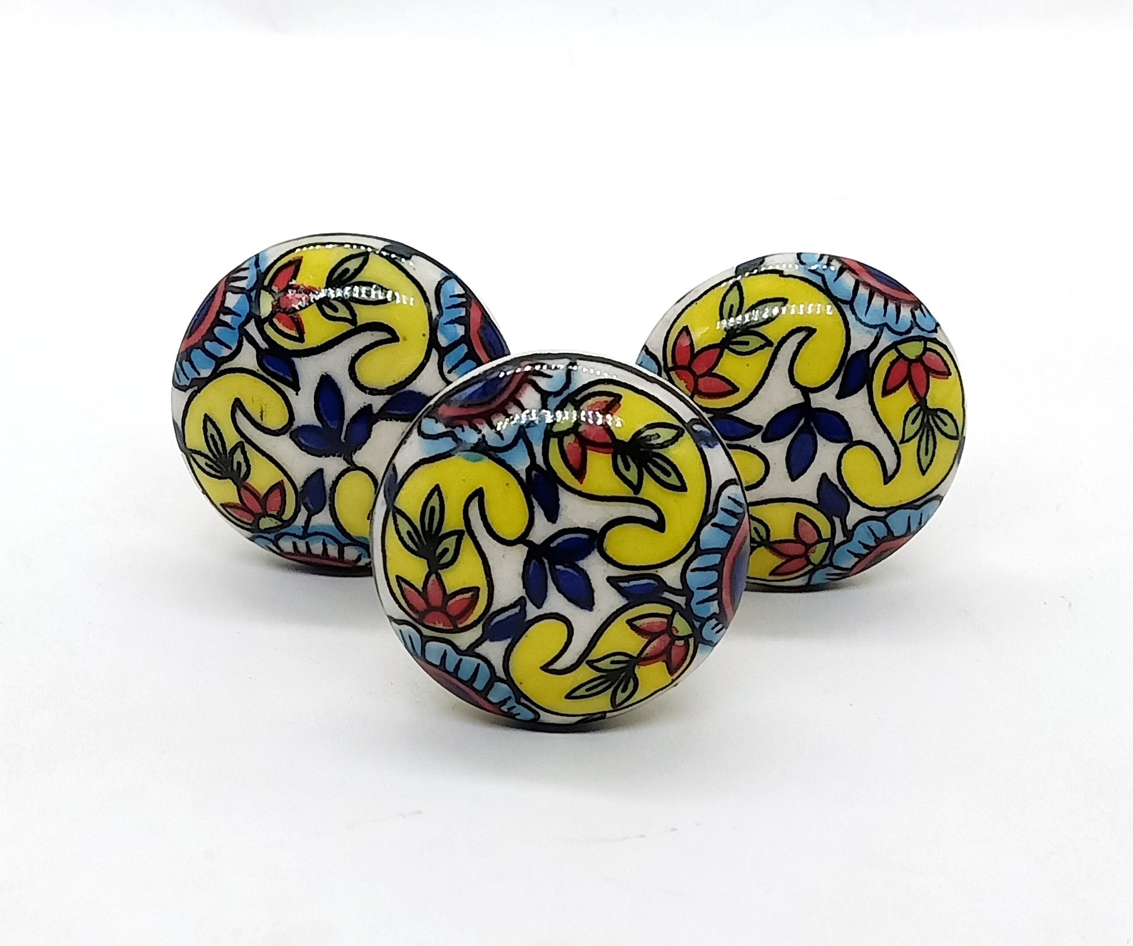 Multi Color Flat Head Round Shape Ceramic Drawer Pulls/ | Etsy