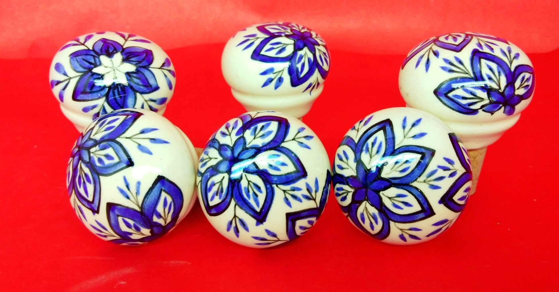 Ceramic Hand Painted Round Shape Combination of Floral White | Etsy