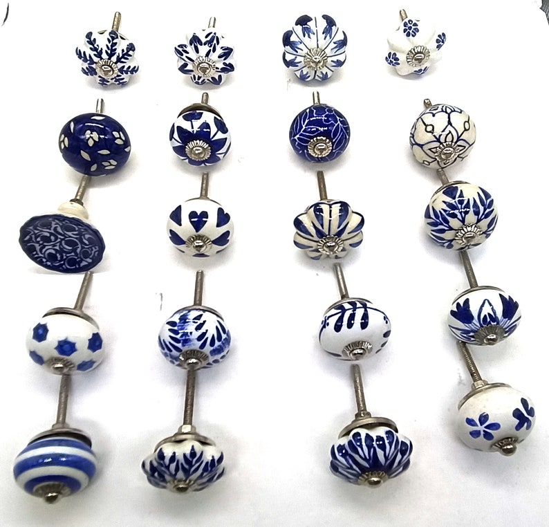 Assorted Blue and White Cabinet Knobs / Various Pattern Mix - Etsy