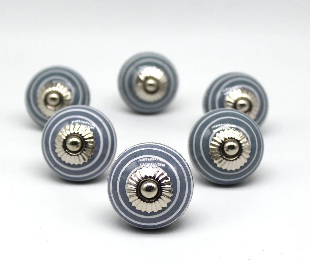 Round Ceramic Hand Painted Knobs, Drawer Pulls, Cabinet Knobs, Kitchen ...