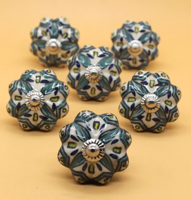 Brilliantly Hand Painted Ceramic Knobs / Ceramic Drawer Pulls / Cabinet ...