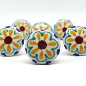 Flat Round Shape Hand Painted Ceramic Knob, Hand Painted Ceramic Knob ...
