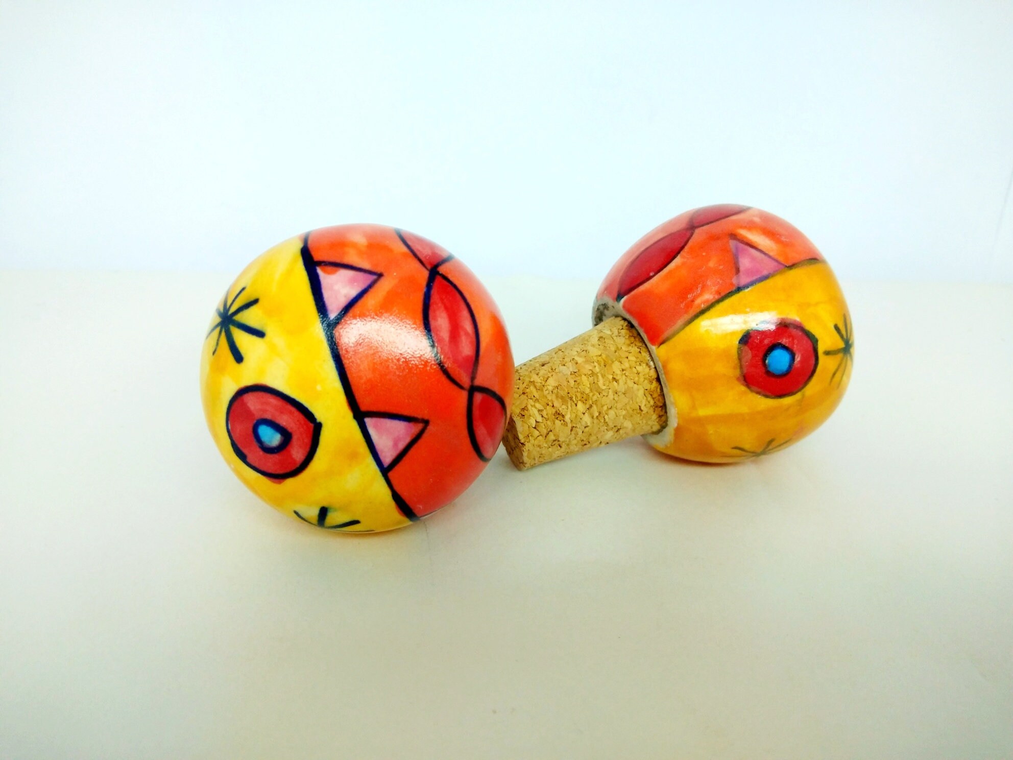 Ceramic Hand Painted Round Shape Combination of Printed Yellow - Etsy ...