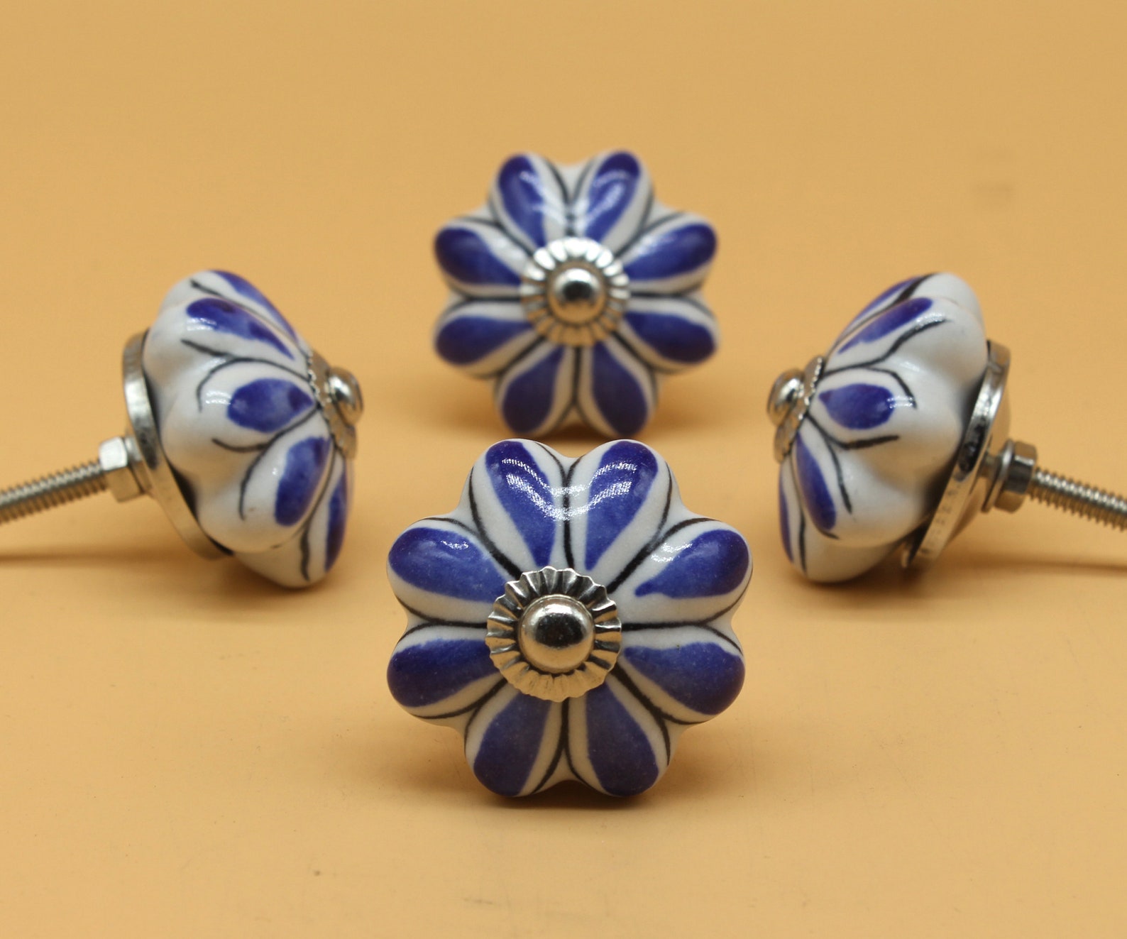 Brilliantly Hand Painted Ceramic Knobs / Ceramic Drawer Pulls / Cabinet ...